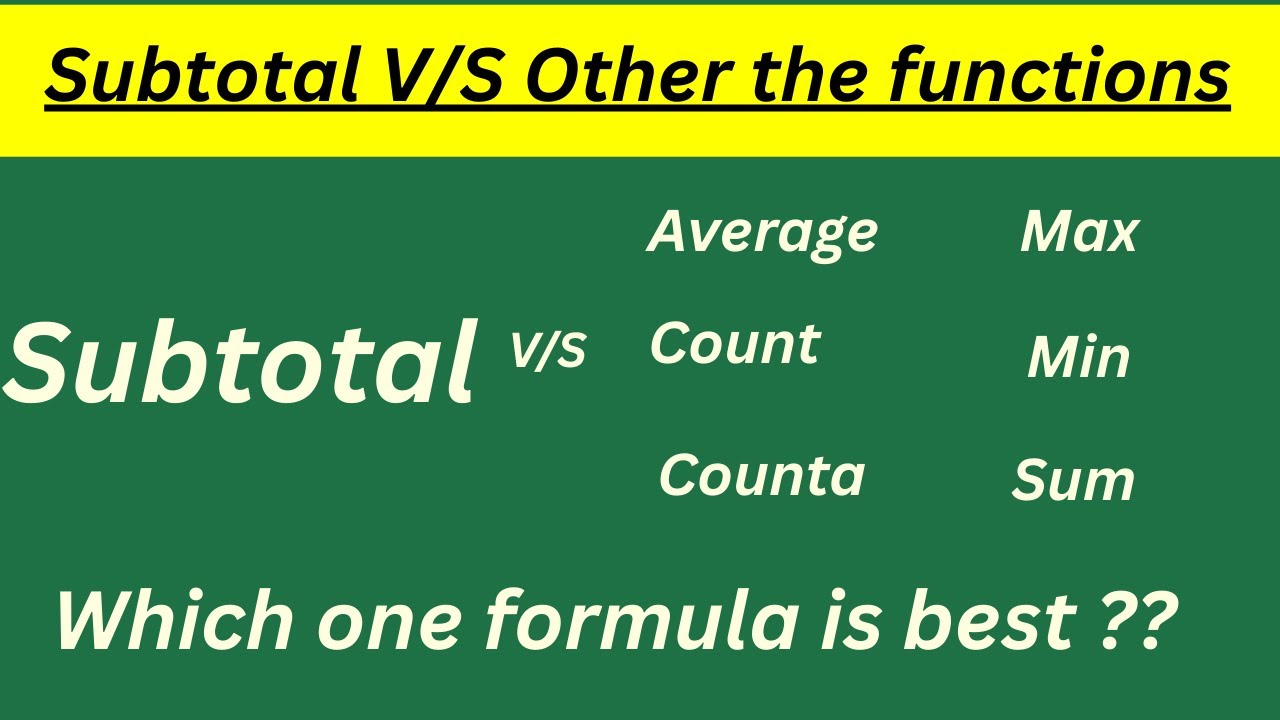 Subtotal Formula Vs Other Formula | Complete information about Subtotal ...