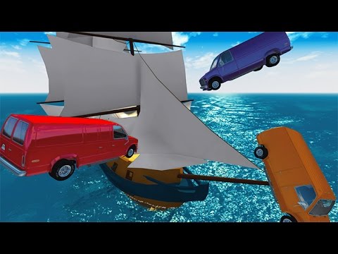 Destroying Pirate Ships With Rally Cars #5 BeamNG.drive - YouTube