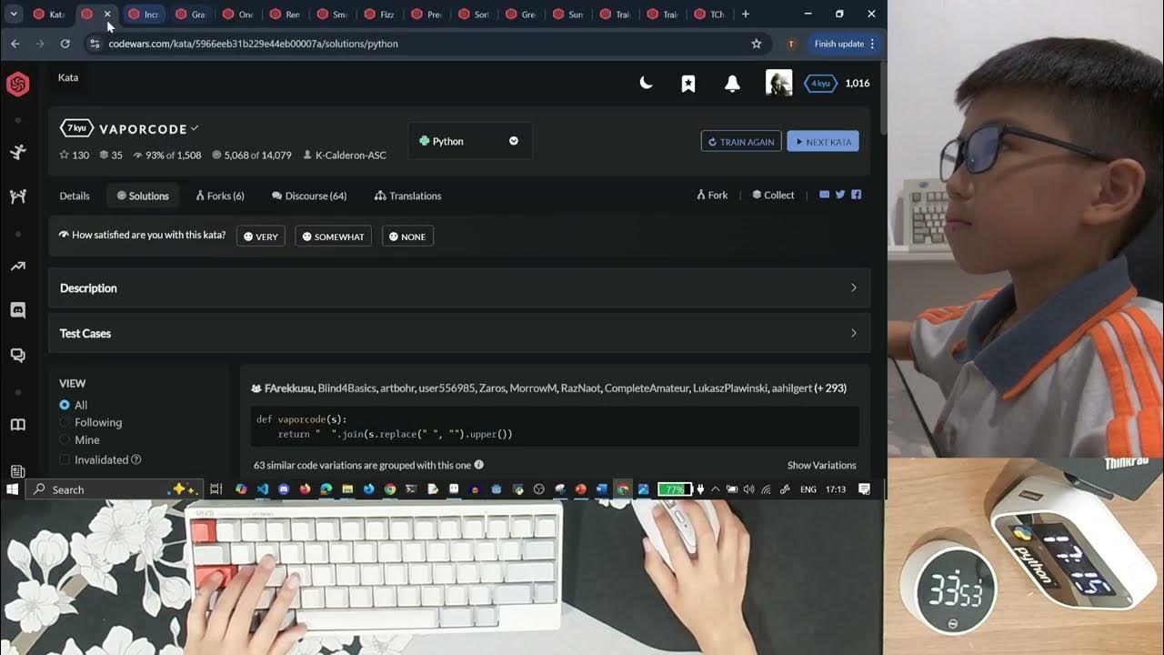 Codewars Python Hhkb Keyboard 40 Min Real Time No Talking Ep 24 Youtube
