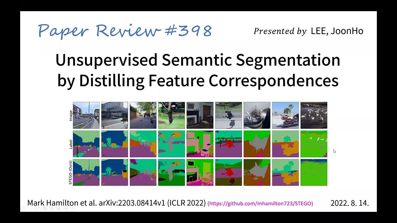 PR-398: Unsupervised Semantic Segmentation by Distilling Feature Correspondences - YouTube
