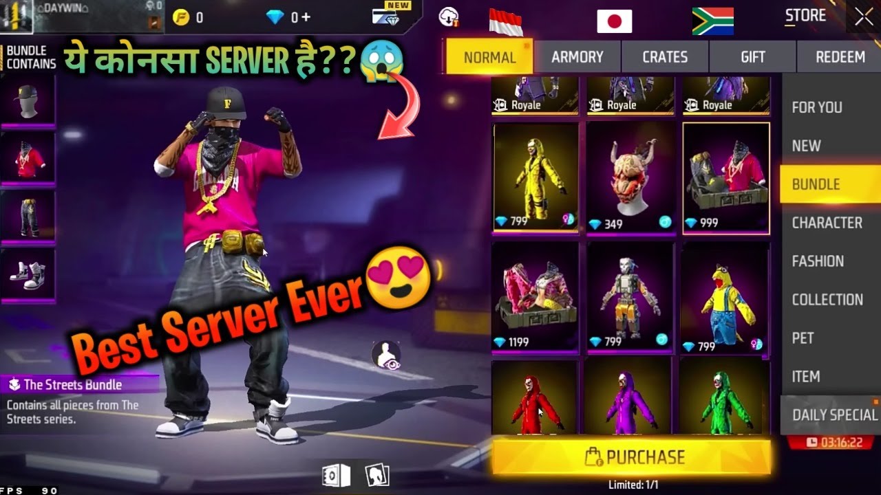 Best Server Free Fire 😍| Hip Hop Bundle मिलराहा है इस Server में 😱|Wich ...