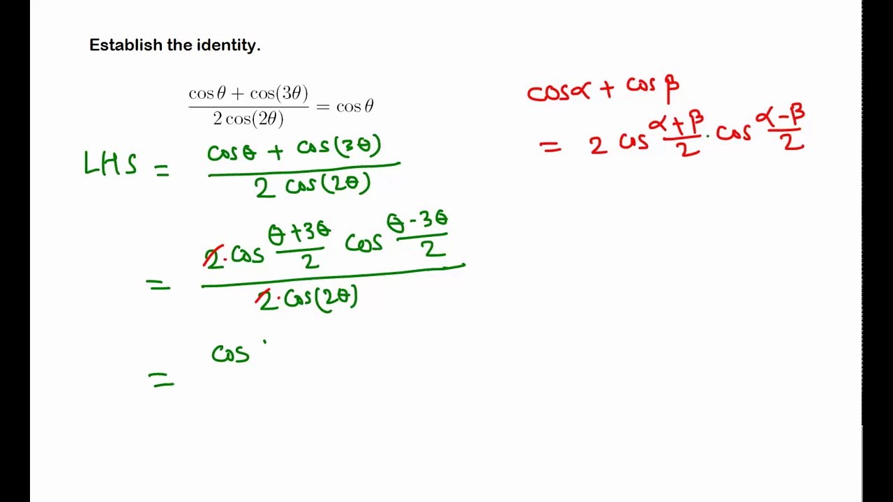 Trigonometry: Establish an identity (sum to product formula) - YouTube