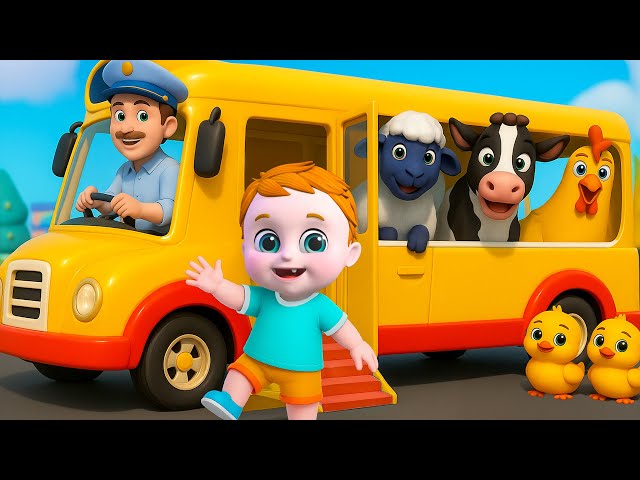 Wheels on the Bus Jungle Safari Trip | Animal Bus Song | Nursery Rhymes ...