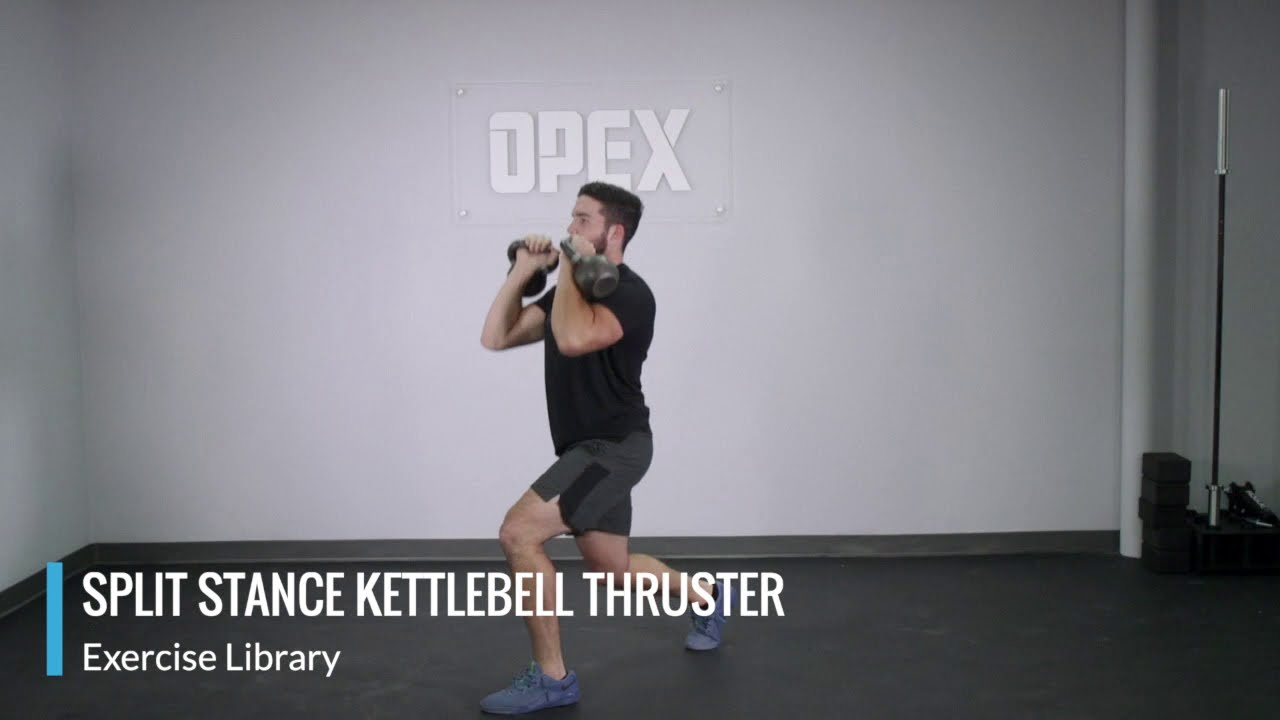 Split Stance Kettlebell Thruster - OPEX Exercise Library - YouTube