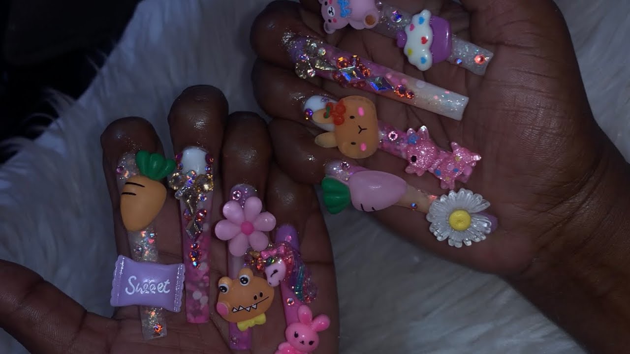 Xxxl Kawaii Full Set ππ Acrylic Nail Tutorial Youtube