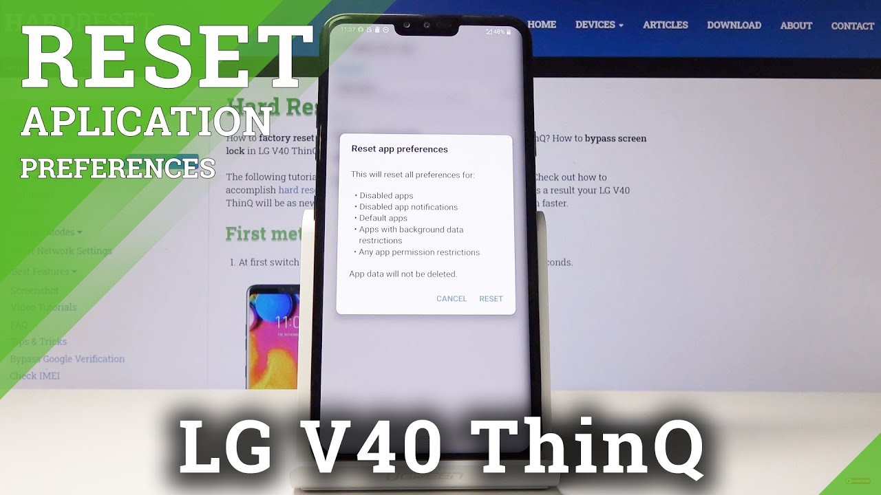 How to Reset App Settings in LG V40 ThinQ - YouTube
