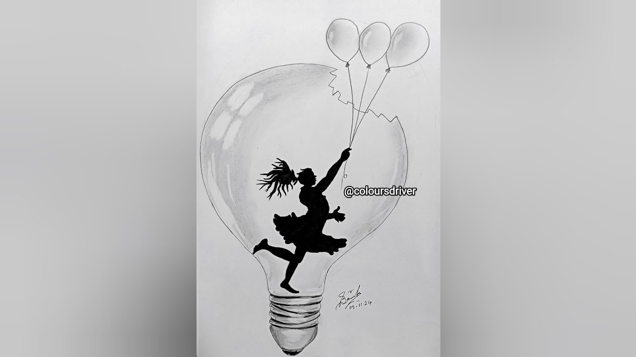 How to draw a Cute Little Girl holding Balloons | Draw a Freedom Girl ...