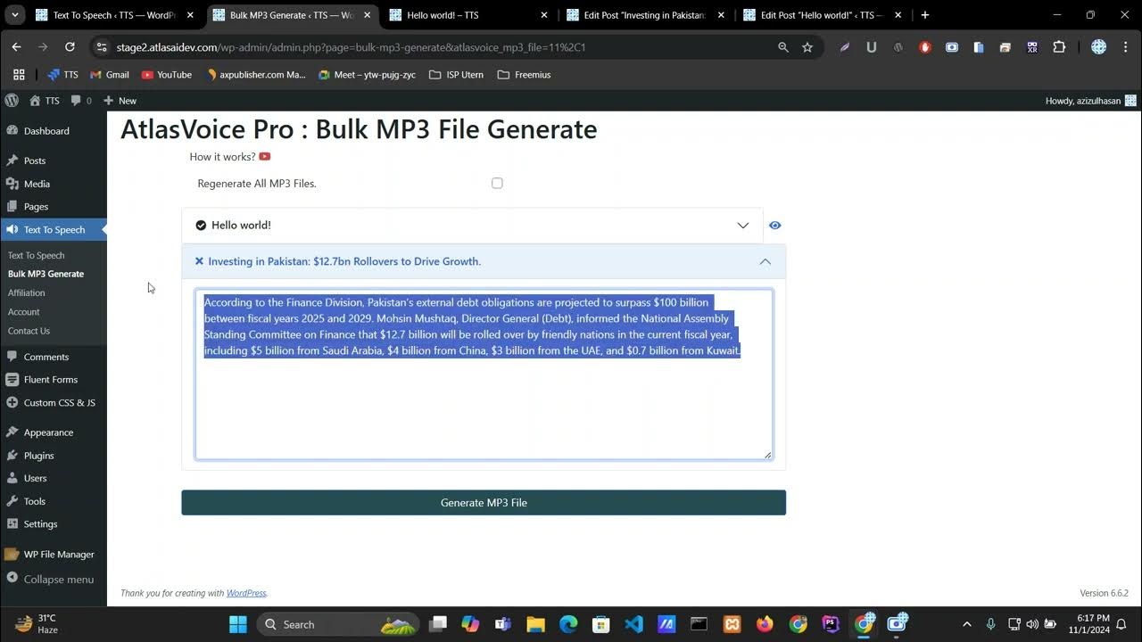 Text To Speech Pro ( AtlasVoice Pro ) : How To Generate Bulk MP3 File? - YouTube