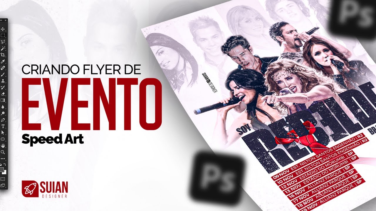 Criando Flyer para Evento - Y Soy Rebelde Tour - Speed Art - YouTube