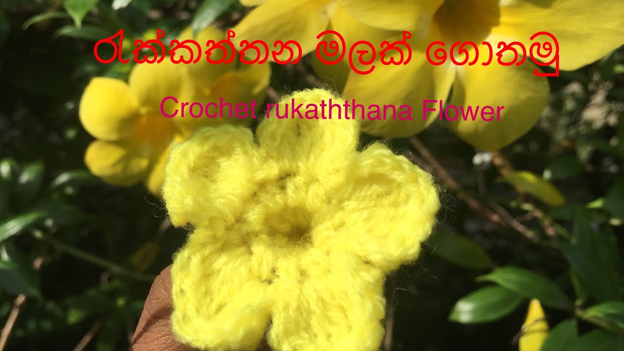 How to Crochet Rukkatana flower/ රුක්කත්තන මලක් ගොතමු - YouTube