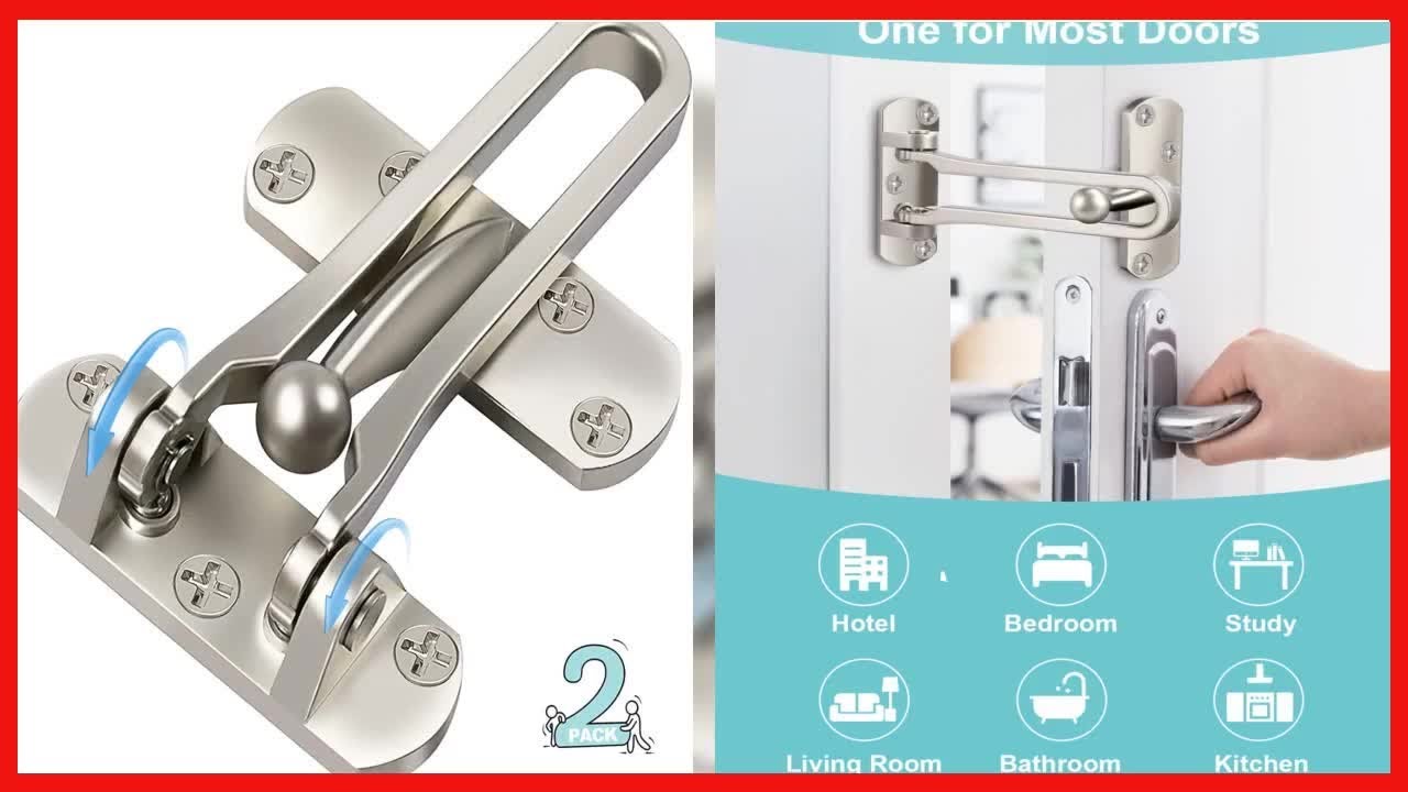 Door Lock Latch for Home Security - Swing Bar Door Guard for Front and ...