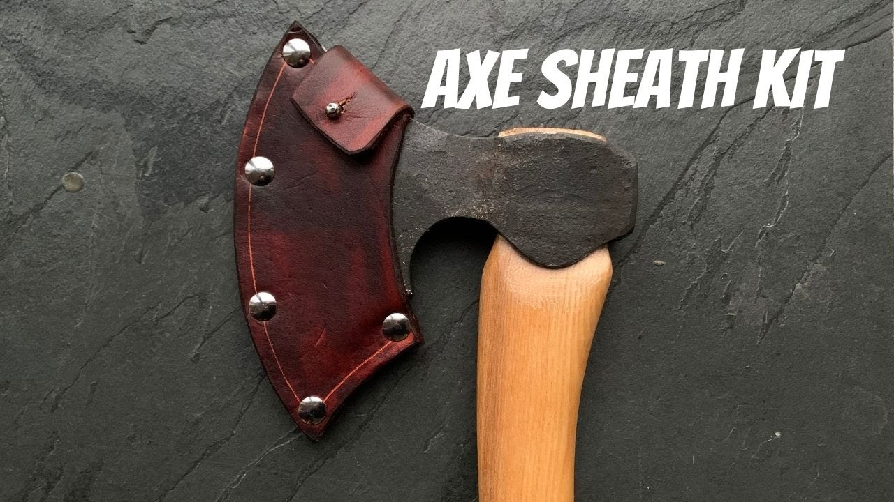 Make a leather axe sheath from a kit for a bushcraft or carving axe ...
