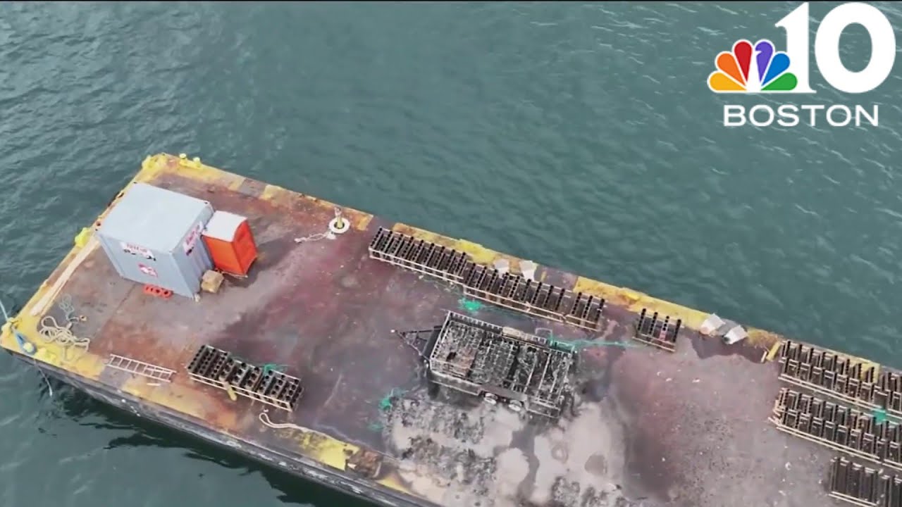 Barge fire in Marblehead, fireworks show canceled - YouTube