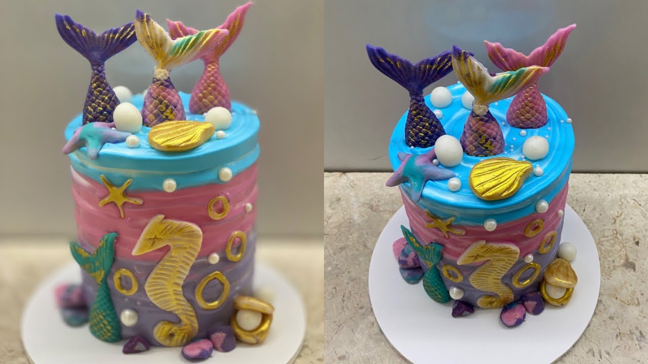 Mermaid Cake! | Under the Sea Cake Tutorial | ice Cream Cake - YouTube