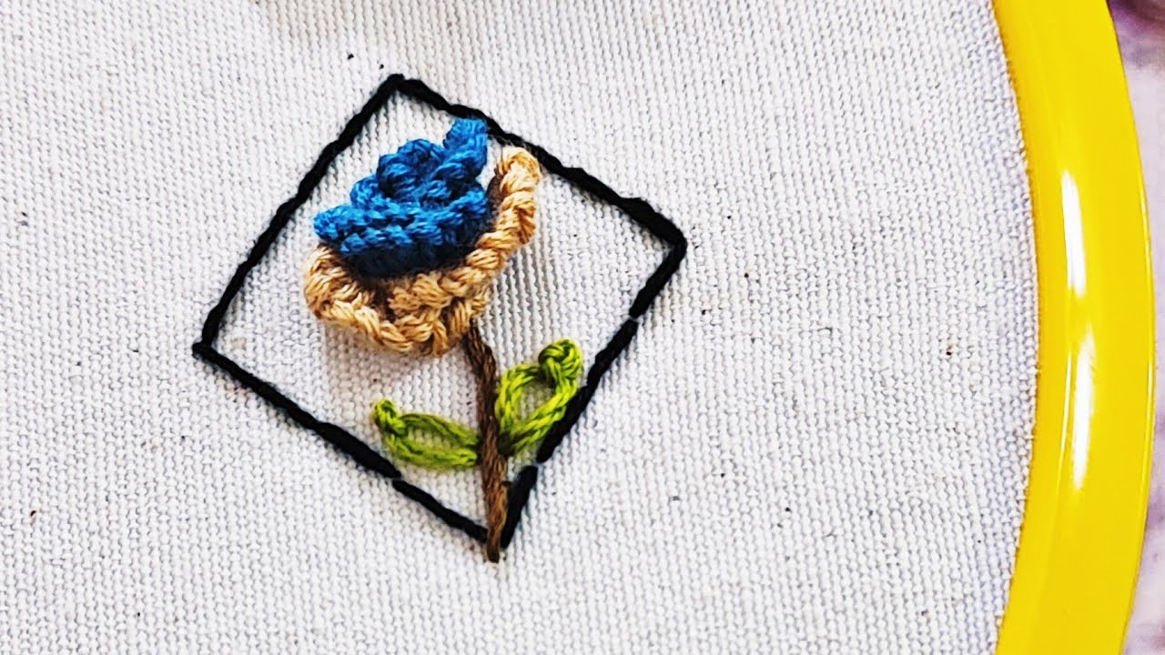 Cast on stitch embroidery | Cast on stitch rose embroidery | 3D flowers ...