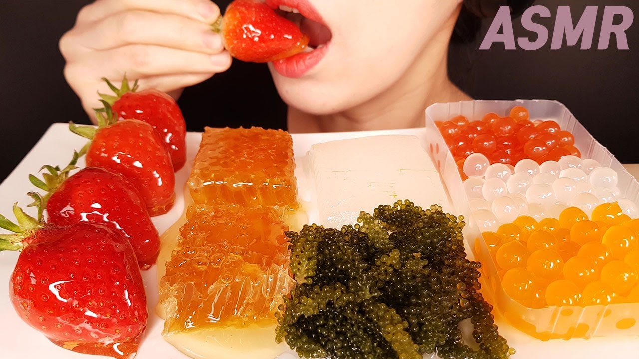 Most Popular Food For Asmr Part1 Honeycomb Aloe Vera Popping Boba