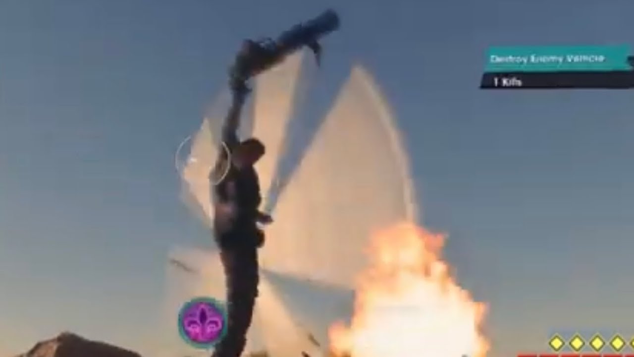 Saints Row: Superhero Flies into Exploding Helicopter then Fights Idols - YouTube