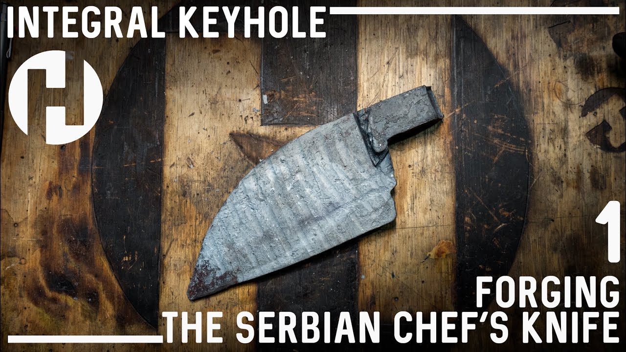 Forging a Damascus Keyhole Integral Bolster Serbian Chef's Knife - YouTube