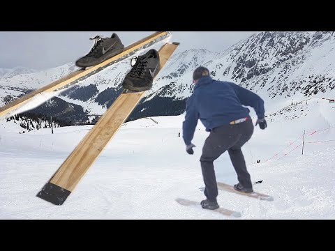Skiing on DIY 2x4 wooden Skis (didn't turn out how we expected) - YouTube