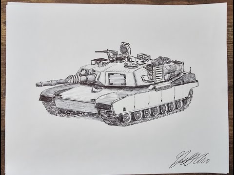 Drawing the M1A2 Abrams Tank - YouTube