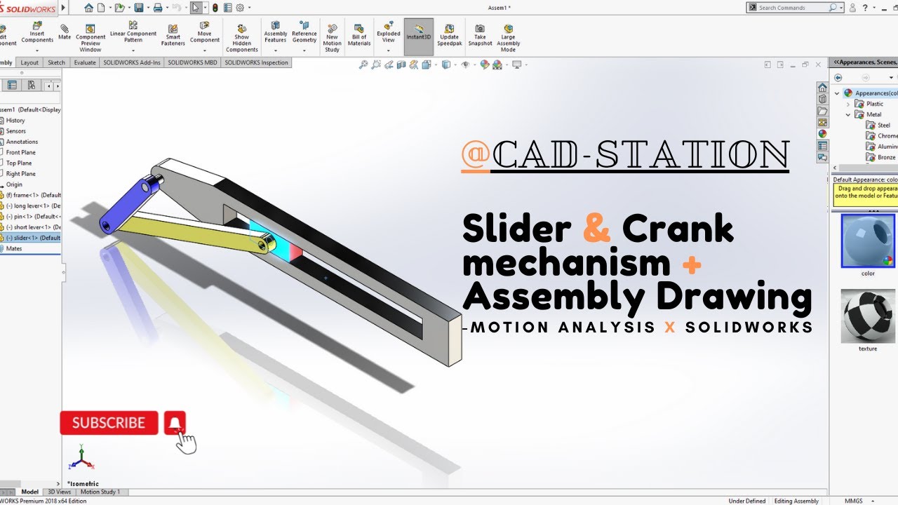 Slider Crank Mechanism || #motionstudy x #motor || #solidworks - YouTube