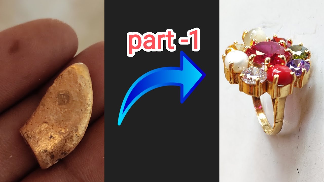 Part-1/2 Pure Gold Navratna Ring Making। । Learn how to make this। 24K ...