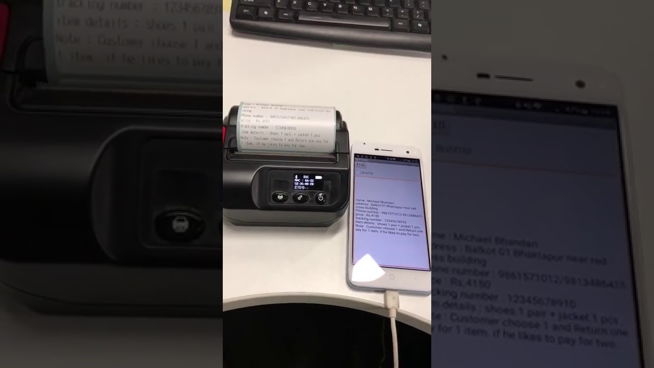 mini Bluetooth printer for Shipping address, receipt invoice, bill ...