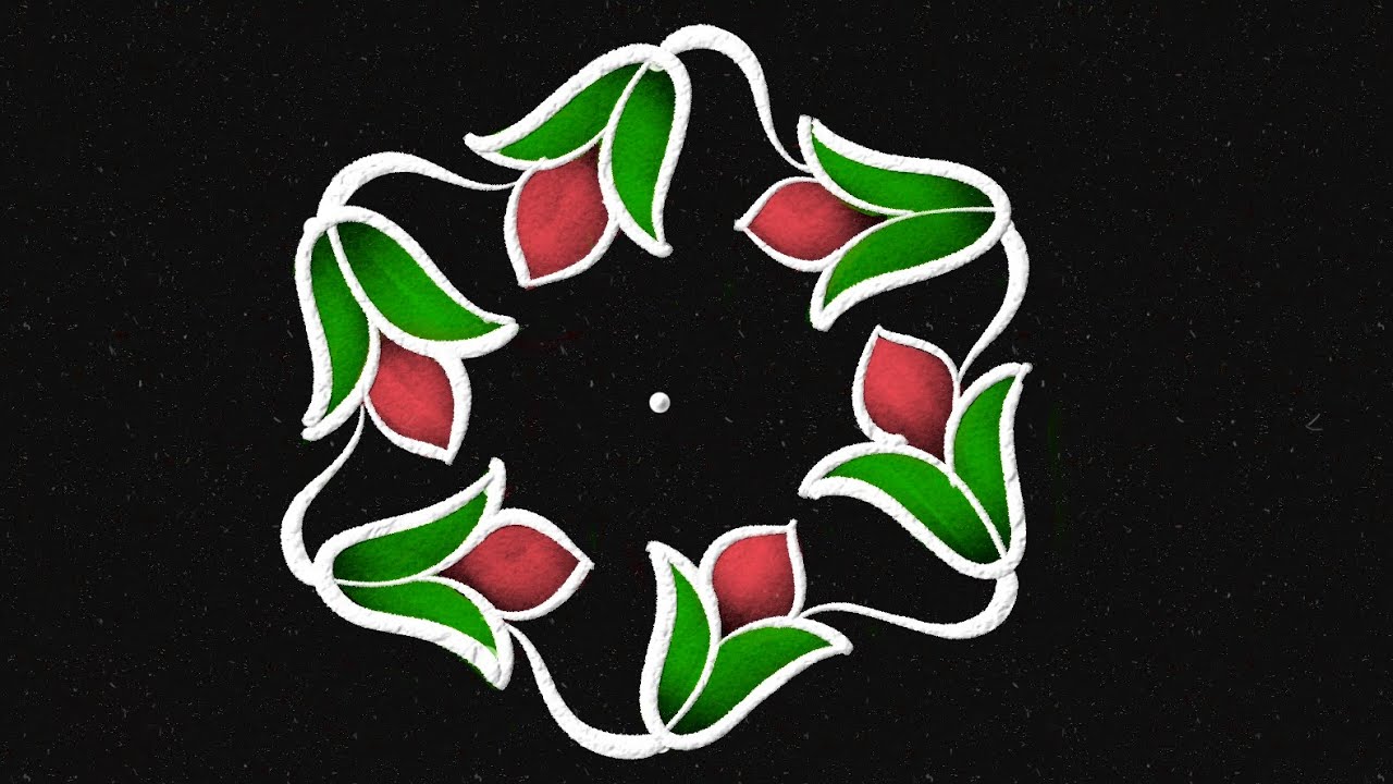 Beautiful daily Rangoli with 5-3 dots 💐| Flower Rangoli designs ...