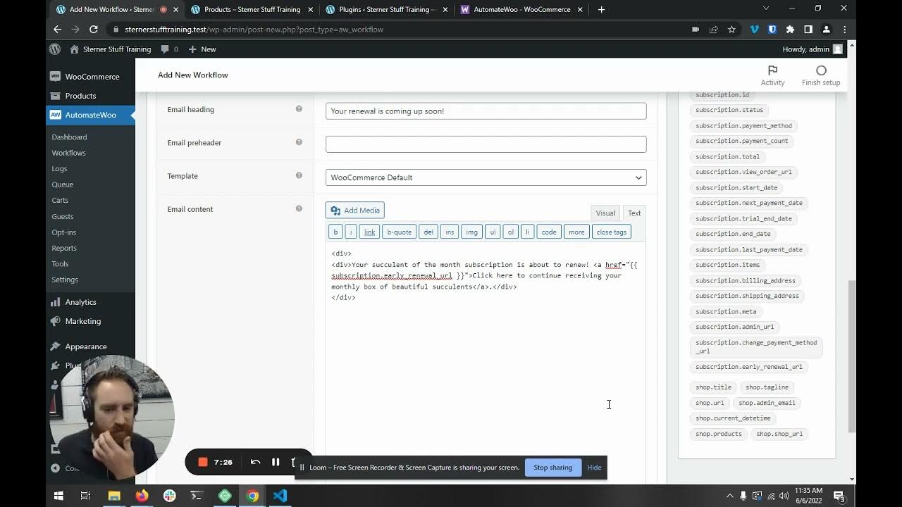 Creating WooCommerce Subscriptions Renewal Reminder Emails with AutomateWoo - YouTube