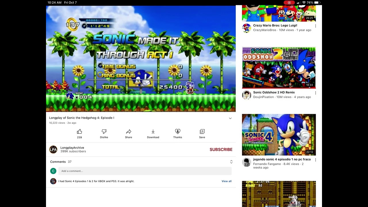 Sonic 4 Episode 1 Wii OST extra life - YouTube