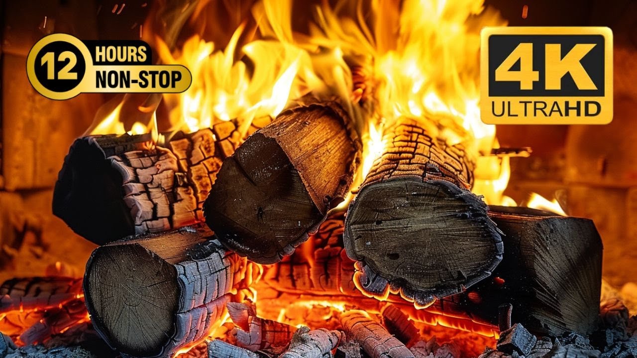 🔥 FIREPLACE Ultra HD 4K. Fireplace with Crackling Fire Sounds ...