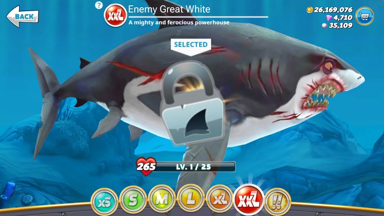 NEW ENEMY GREAT WHITE SHARK UNLOCKED AND GAMEPLAY - Hungry Shark World ...