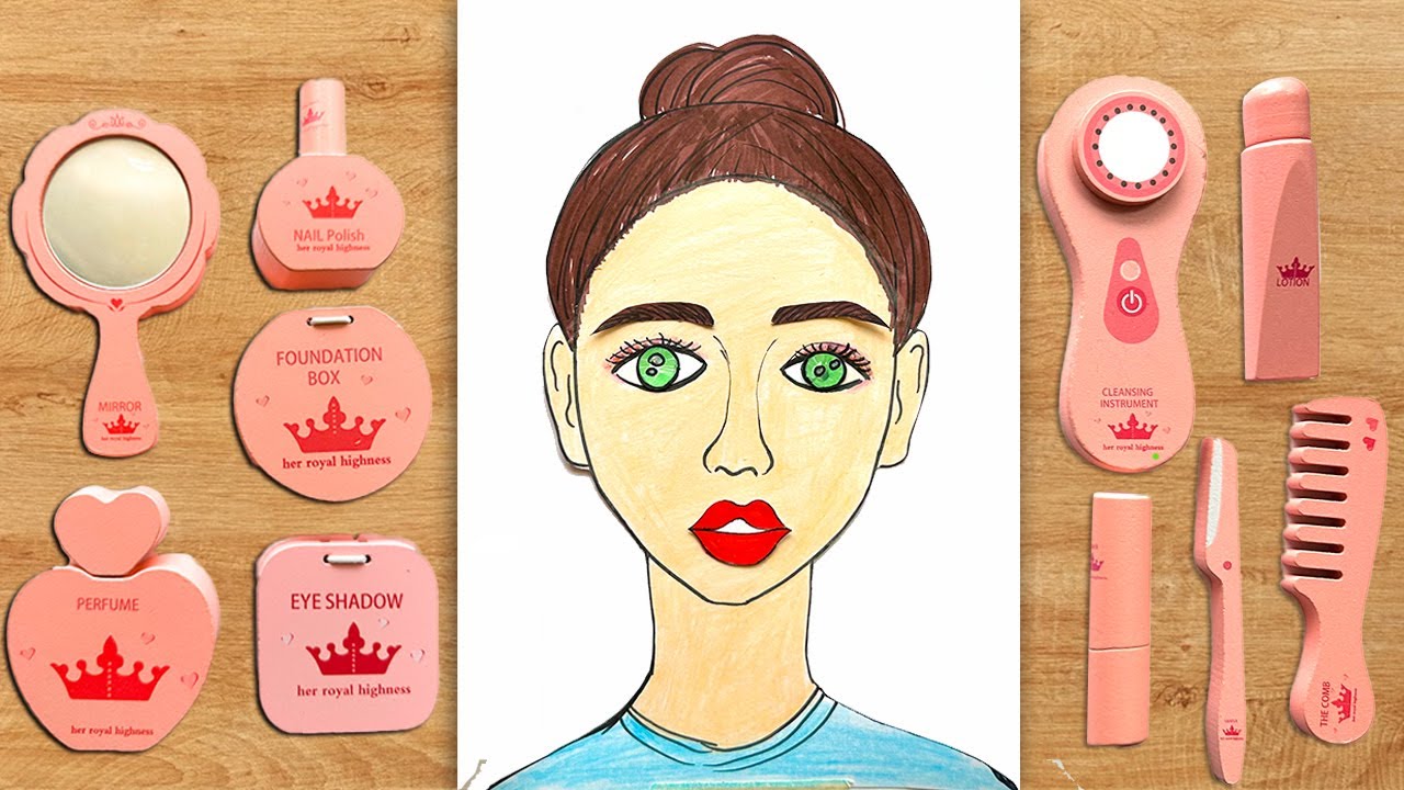 [🌸Paper DIY ASMR 🌸] Beautiful Makeup with WOODEN cosmetics - YouTube