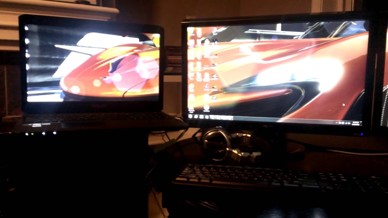 My new computer setup, asus g75vw, 4 screens - YouTube