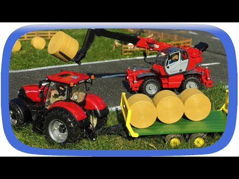 BRUDER amazing RC Manitou and tractor RC farm work!
