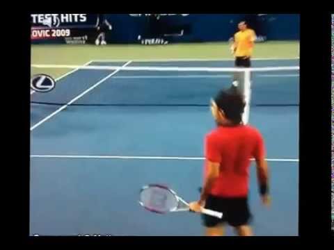 Roger Federer Epic Backwards Shot At US Open + Slow Motion - YouTube