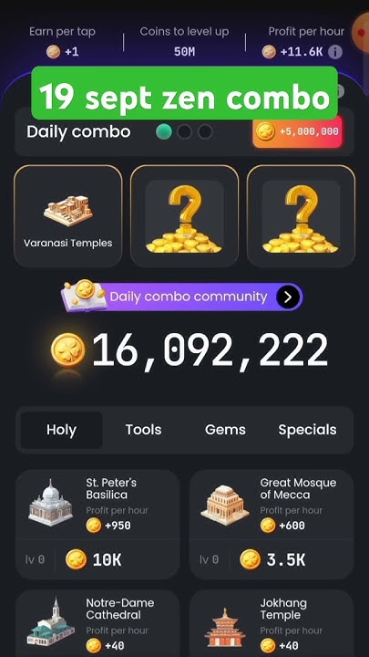 Zen coin daily combo 19 September | Zen coin today combo cards 19 September | Zen coin airdrop ...