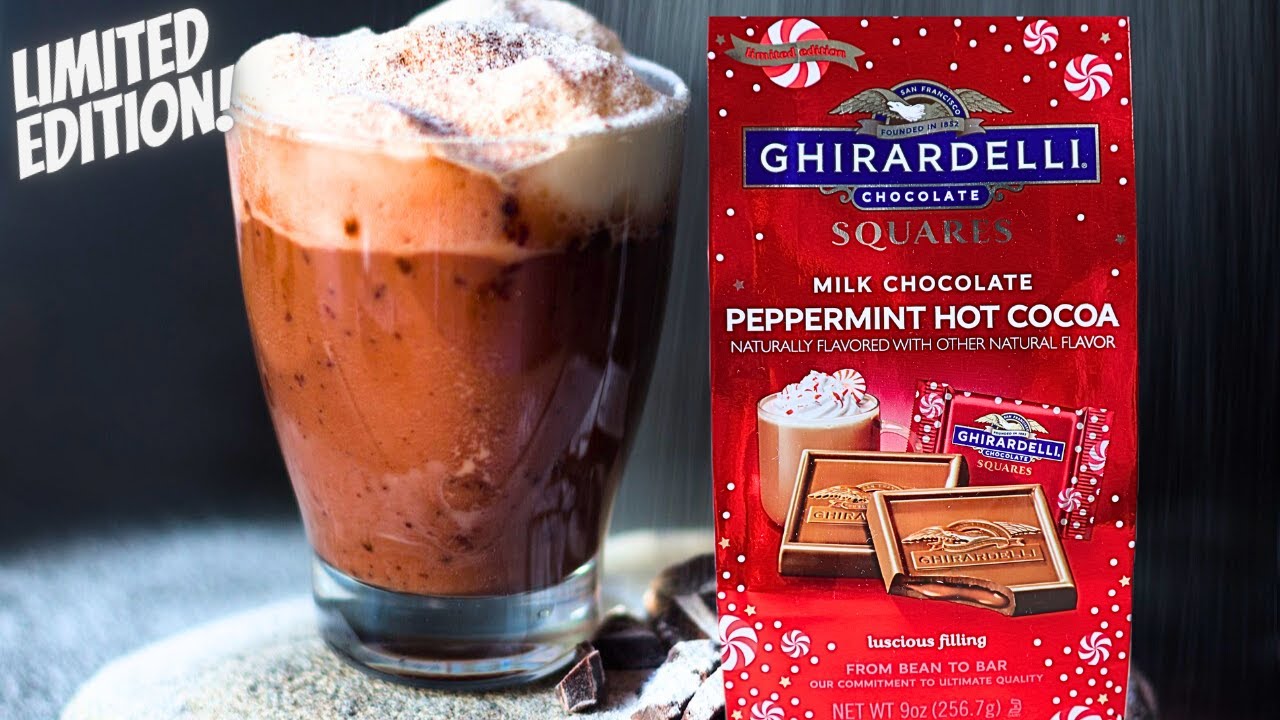 Ghirardelli Milk Chocolate Peppermint Hot Cocoa Squares - YouTube