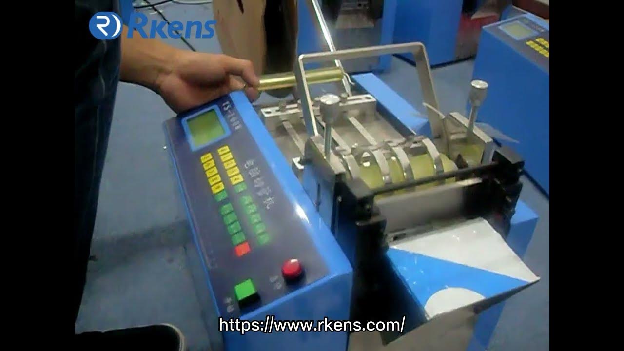 Automatic heat shrink tube sleeve cutter machine YS-100W - YouTube