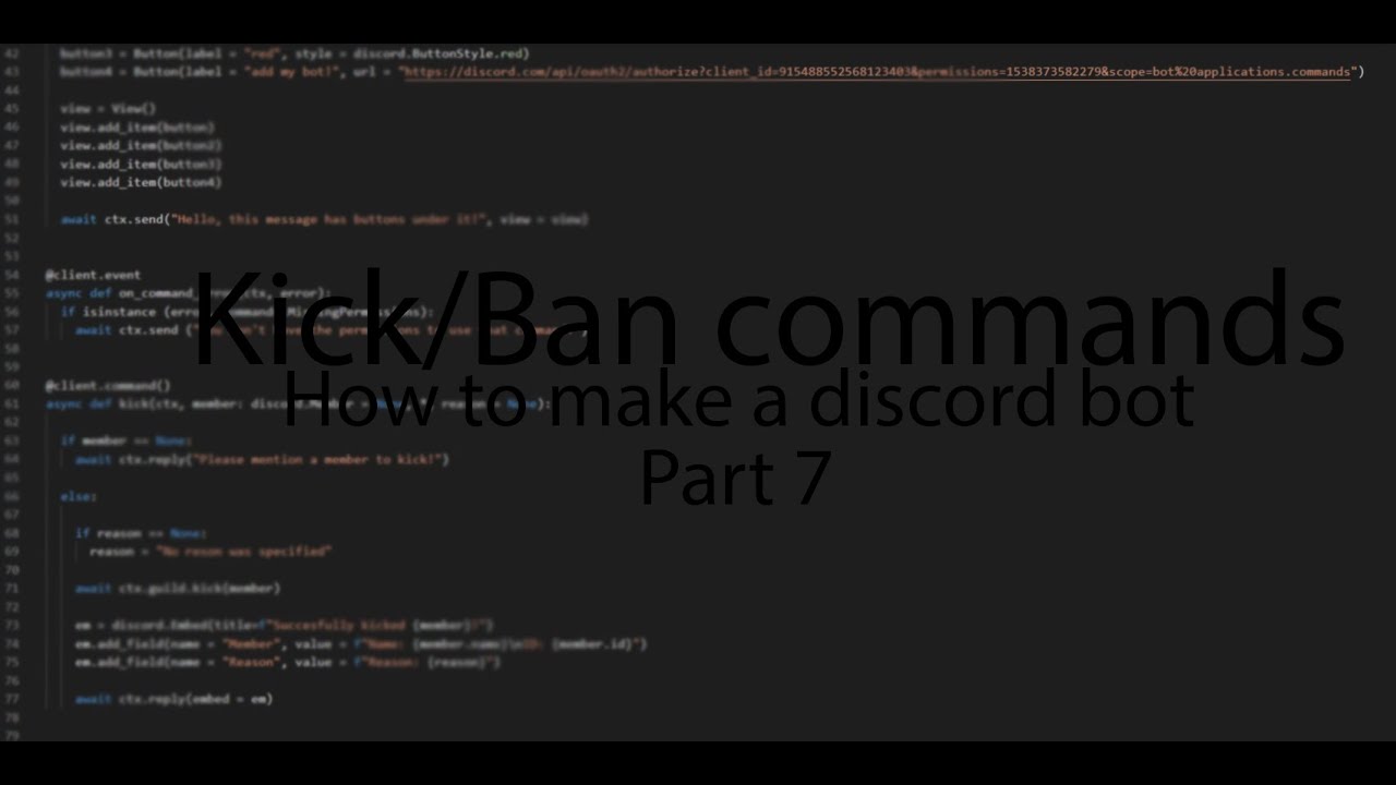 How To Make A Discord Bot With Pycord Part 7 Kick And Ban Commands