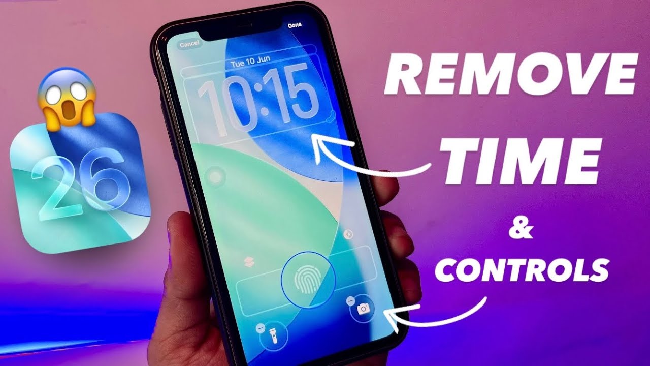 iOS 26 - How to REMOVE Time & LockScreen Controls on iPhone - YouTube