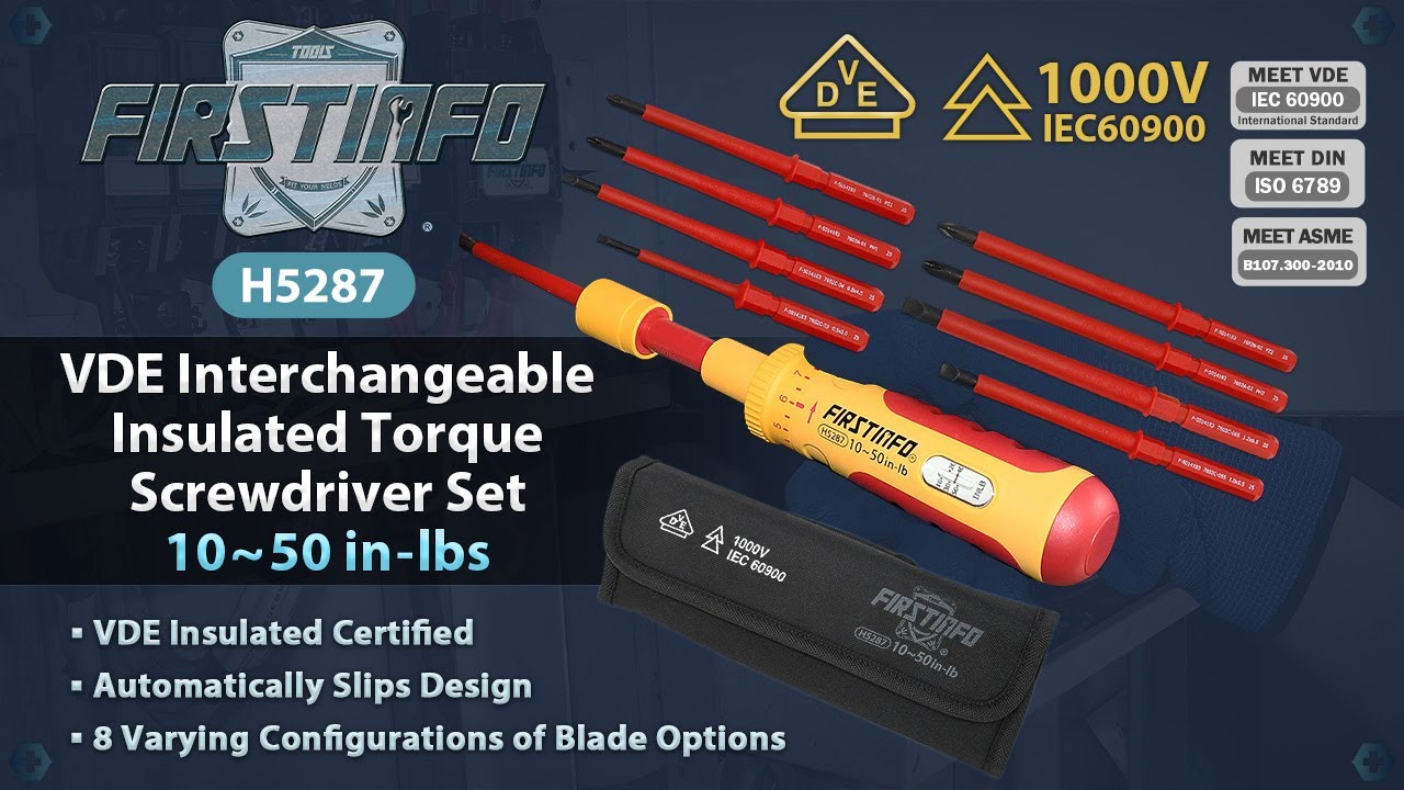 FIRSTINFO H5287 VDE Interchangeable Insulated Torque Screwdriver Set 10 ...