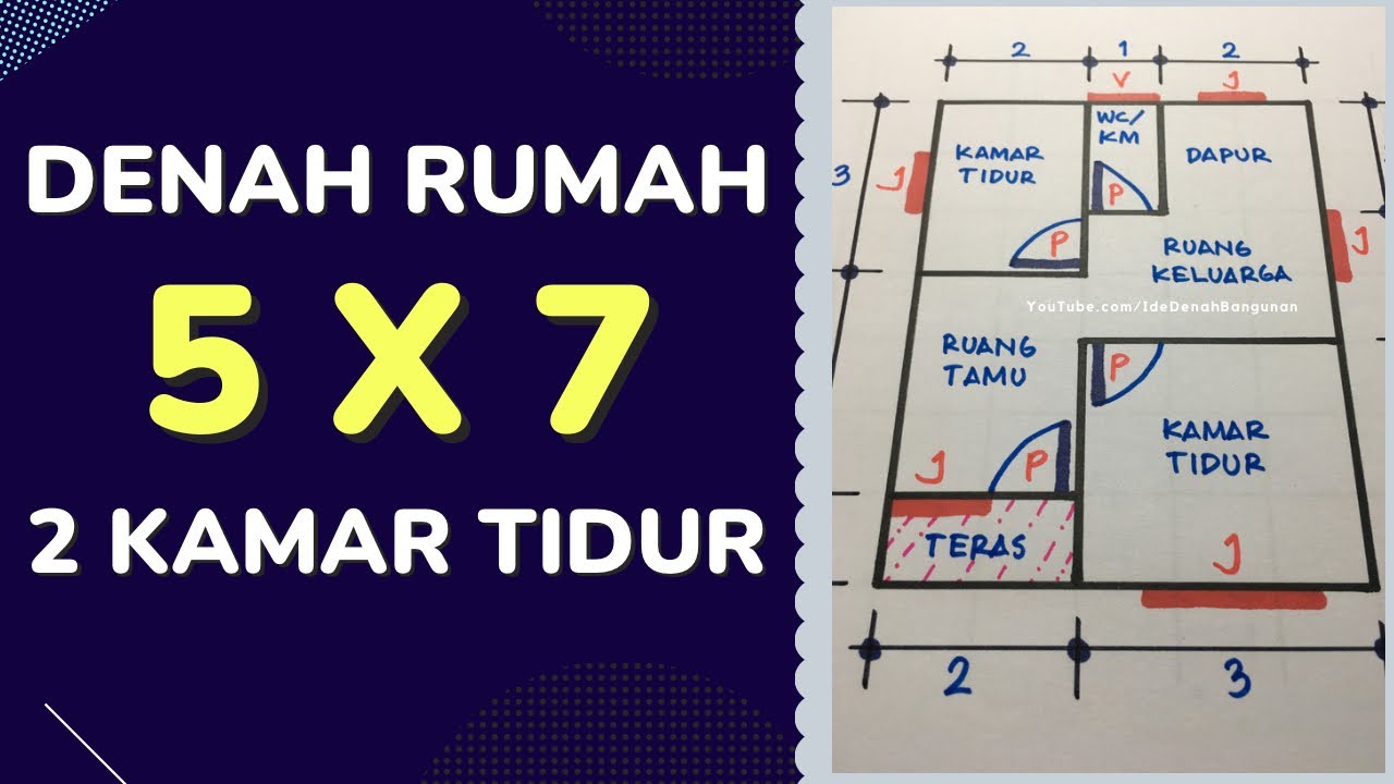 Denah Rumah 5x7 2 Kamar Tidur - YouTube