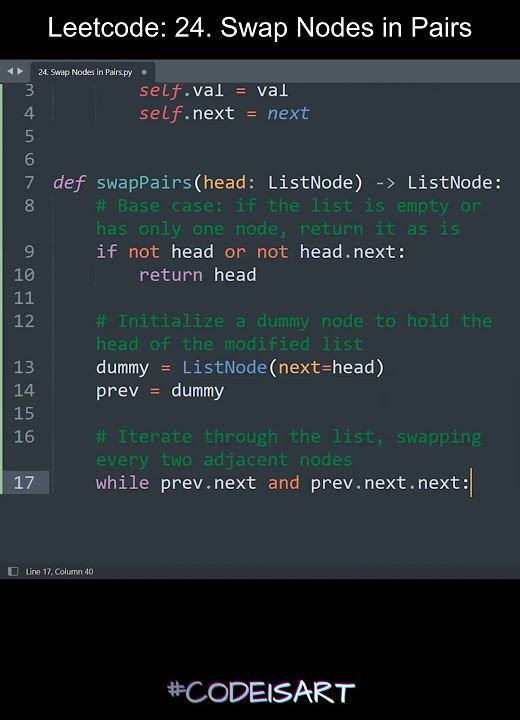 Leetcode 24 Swap Nodes In Pairs In Python Python Leetcode Python 6622