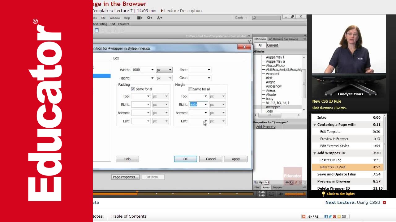 "Centering a Page in Browser" | Dreamweaver CS6 with Educator.com - YouTube