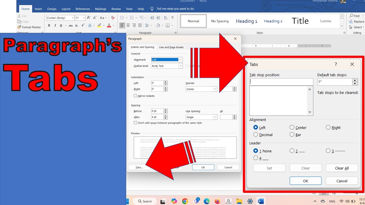 Paragraph's tabs. how to set paragraphs tab stop. #paragraph #tabs ...