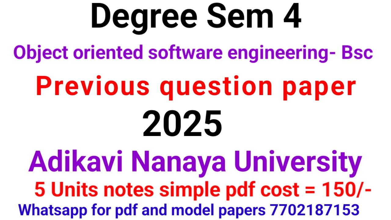 OOSE model paper degree 4th sem 2025 #aknu university object oriented ...