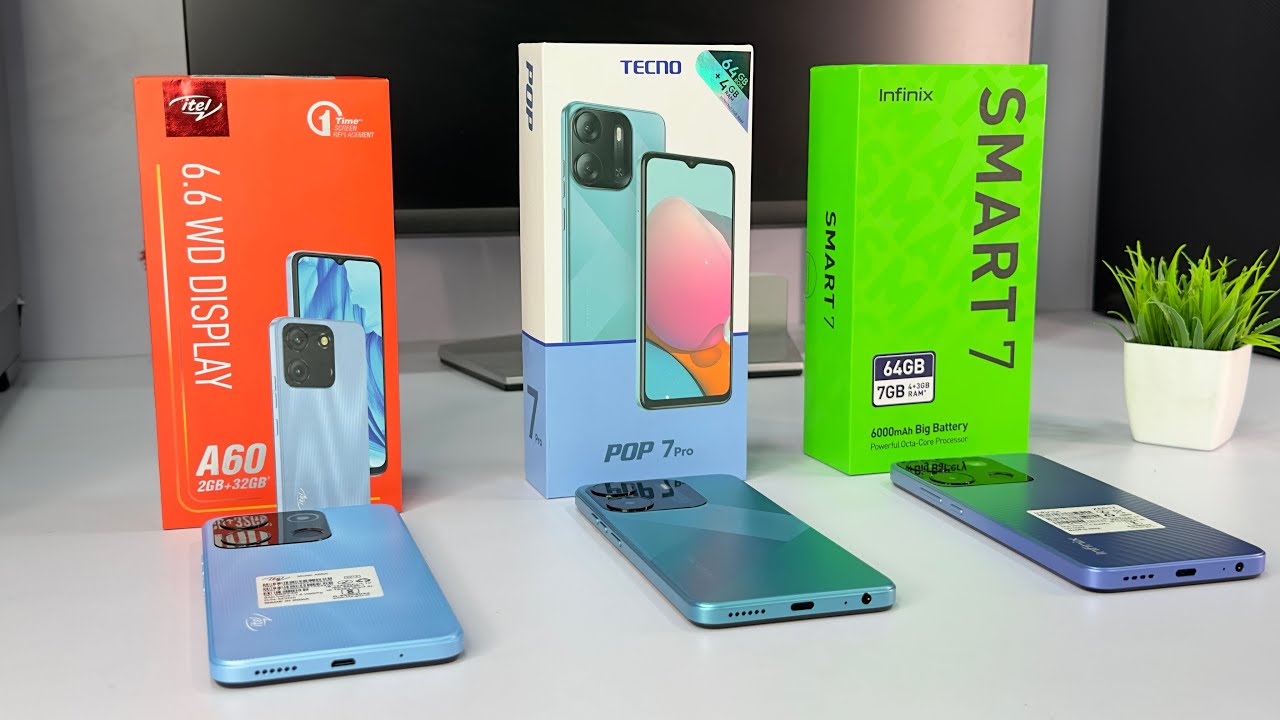itel A60 🆚 Tecno Pop 7 Pro 🆚 Infinix Smart 7⚡ Unboxing || Comparsion ...