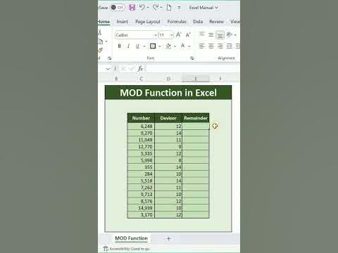 How to Find Remainders in Excel with MOD Function | Excel Tutorial - YouTube