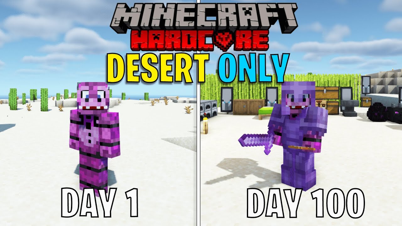 I Survived 100 DAYS OF HARDCORE MINECRAFT, In A DESERT ONLY WORLD - YouTube